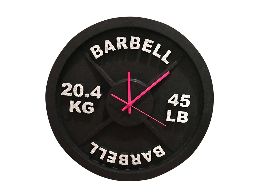 Replica 45 Lb Barbell Weight Gym Clock - Barbell Wall Clock , Gym ...