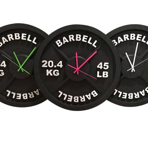 Replica 45 Lb Barbell Weight Gym Clock - Barbell Wall Clock , Gym ...