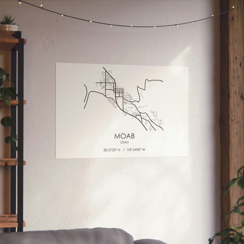 Moab Moab Street Map Utah Map Utah Mountain Biking Off-roading Wall Art ...