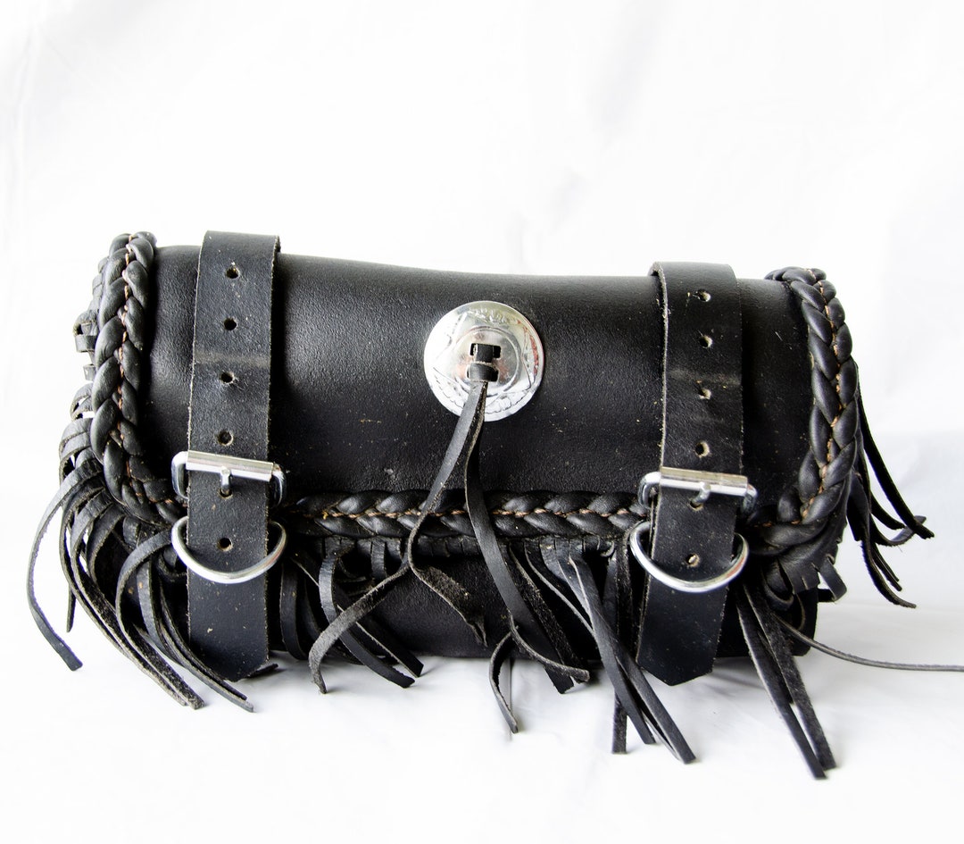 Retro Black Leather Motorcycle Storage Bag - Etsy