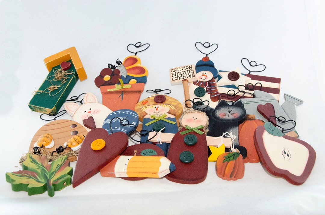 Primitive Folk Art Mini Celebrations Rustic Ornaments Holiday ...