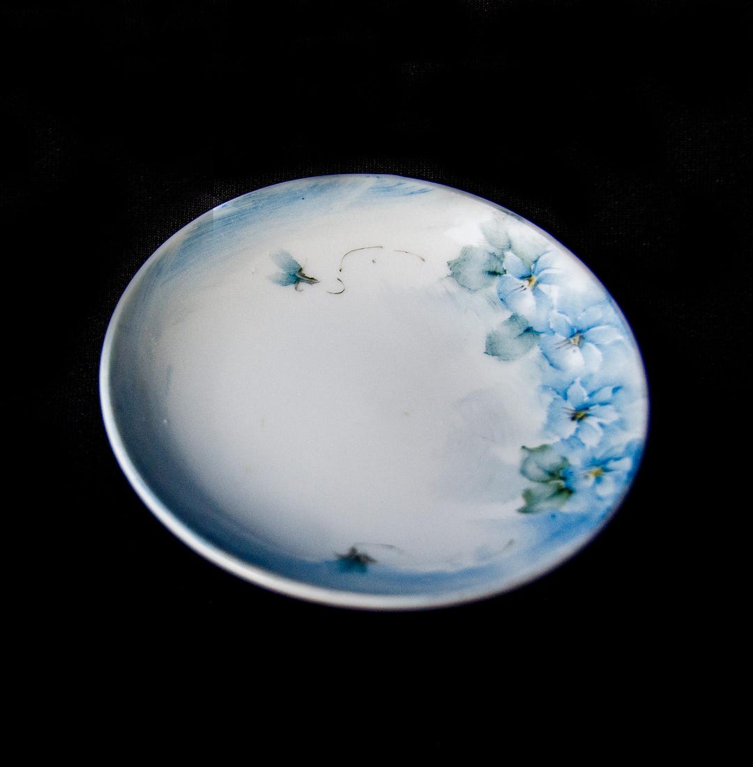Vintage Hand-painted Mini Floral Plate in Shades of Blue - Etsy