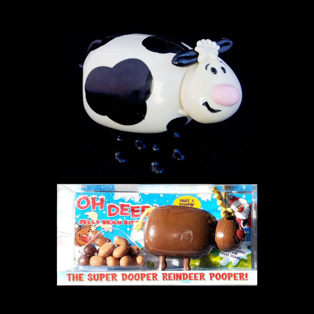 Pair of Pooping Jelly Bean Dispensers A Cow & A Reindeer - Etsy