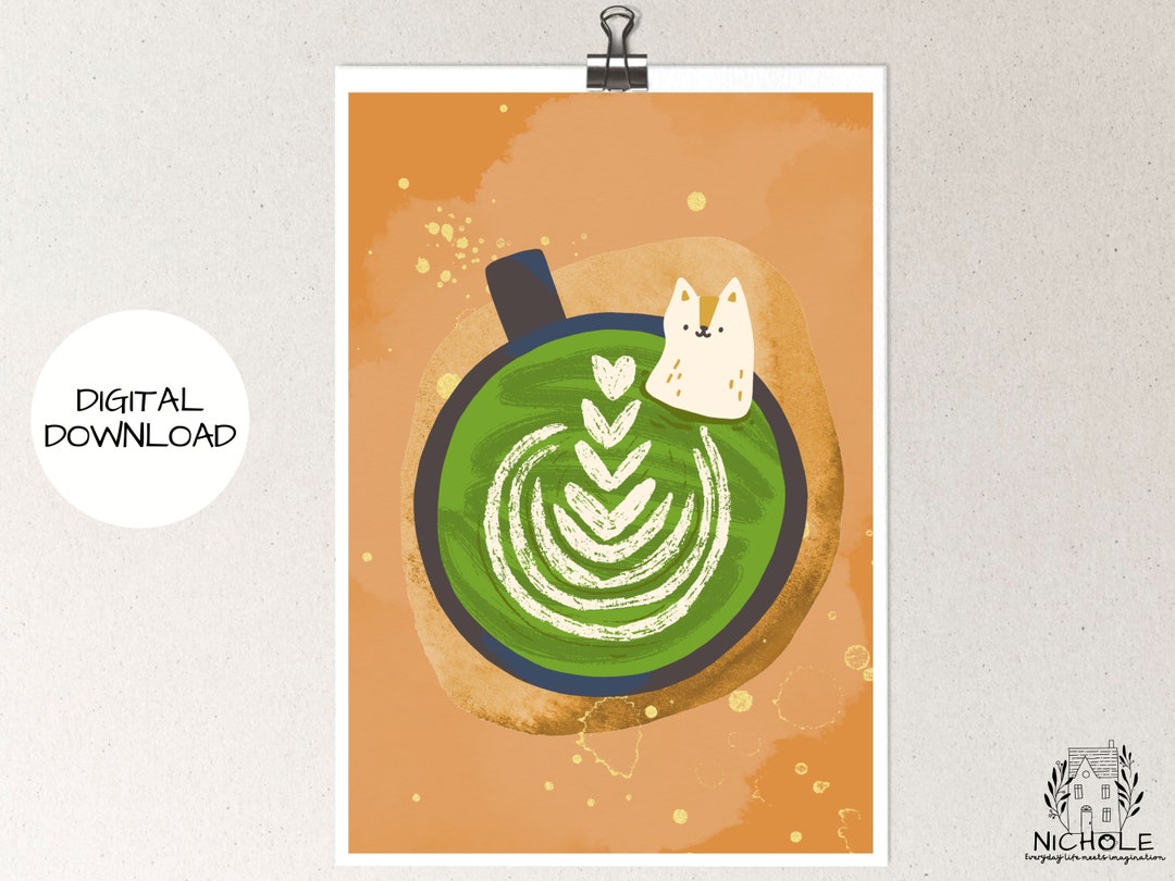 Kawaii, Matcha, 2 Pack, Digital Print, Matcha Illustration, Digital ...