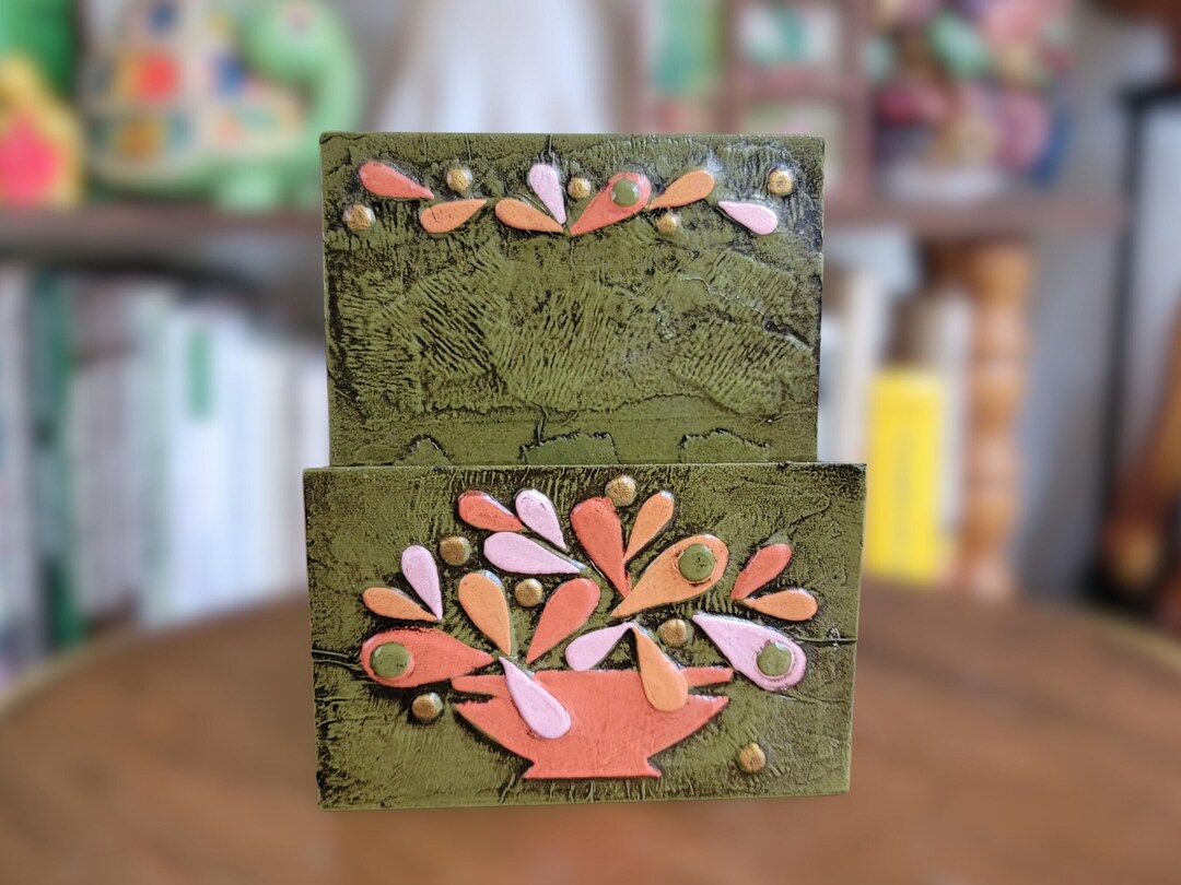 Vintage 1960s Groovy Desktop Metal Letter Holder, Mail Organizer ...