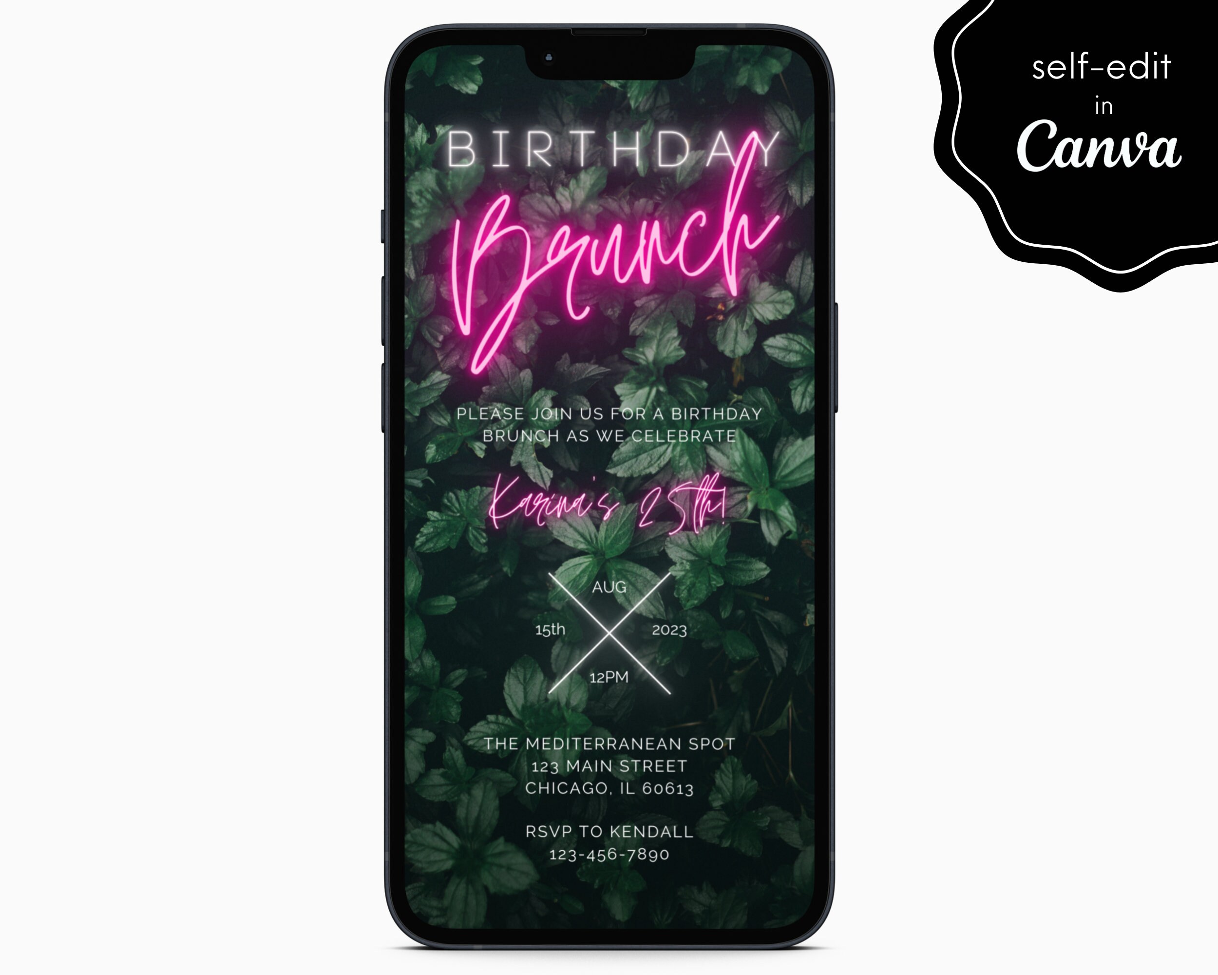 Birthday Brunch Neon Pink Party Event Electronic Digital - Etsy