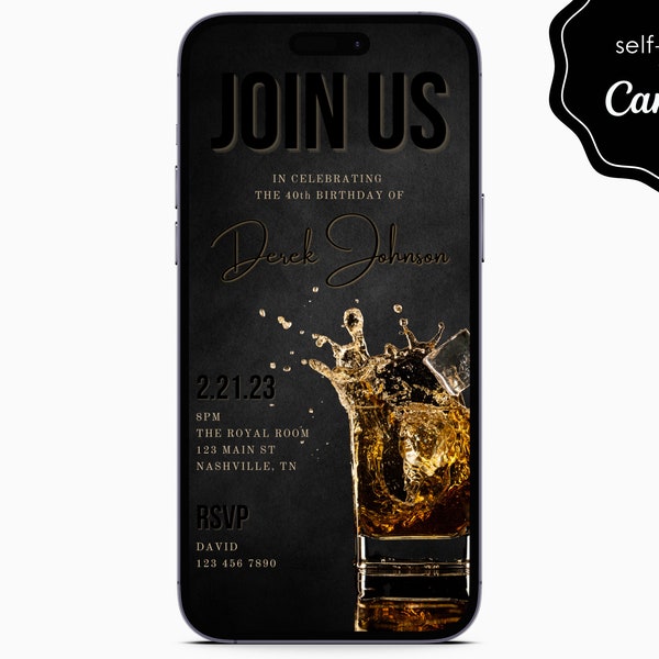 Whiskey Digital Invitation - Etsy