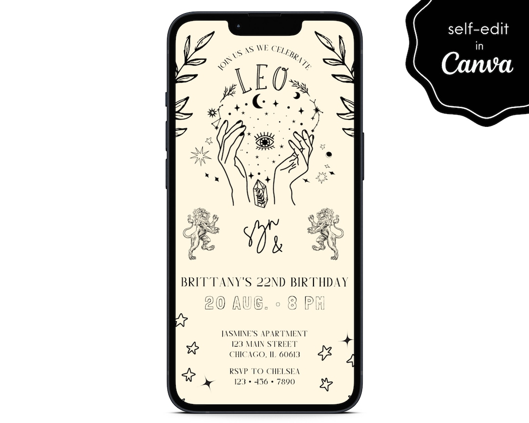 Leo Season Birthday Party Invite, Zodiac, Tarot, Astrology Event ...