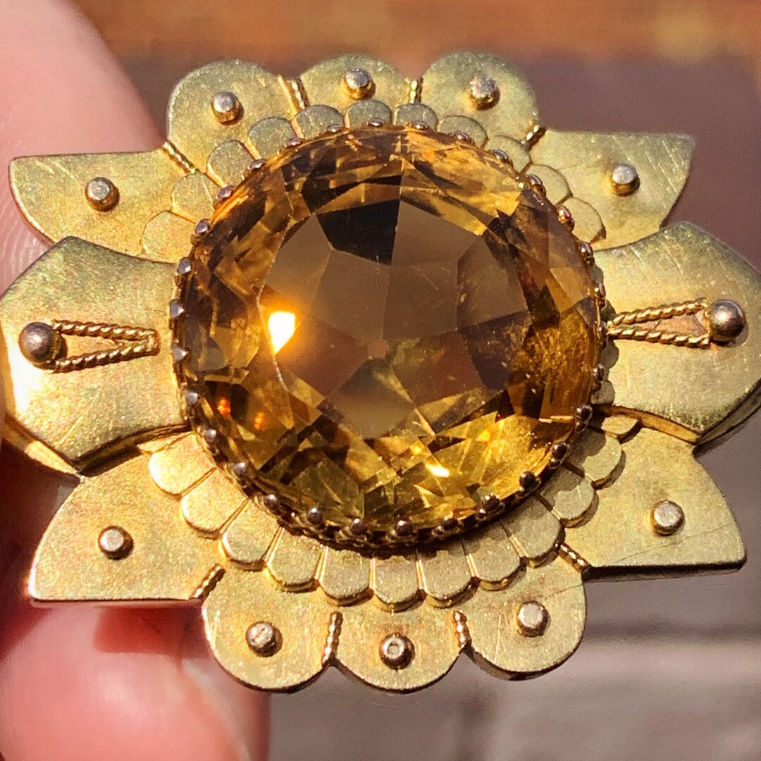 Victorian Citrine Brooch in 15-carat Gold Circa 1880 - Etsy
