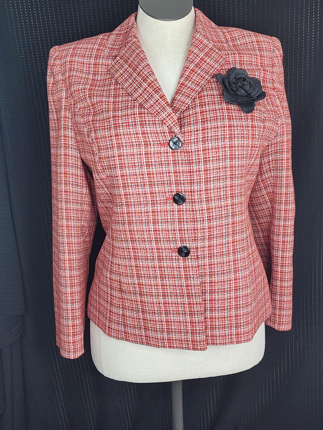 Jacket Only Le Suit Red Check Suit Jacket Size 12P - Etsy