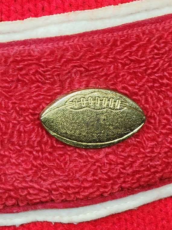 Vintage Sand-Knit Letterman Sweater with Pins. 1950 - Gem