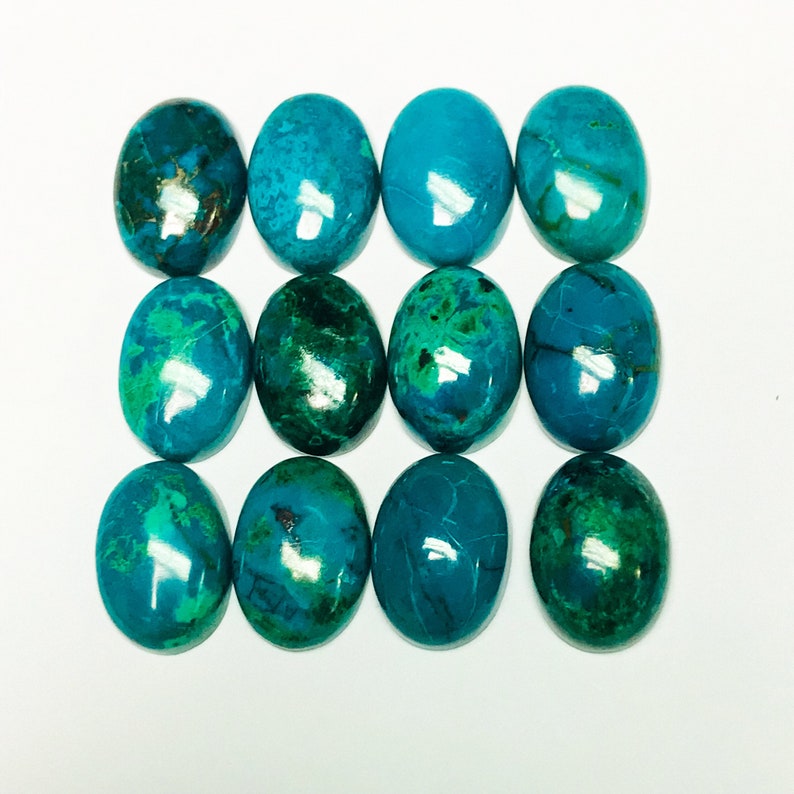 14x10 Mm Chrysocolla, Cabochon Oval Cut, Blue Green Gem, Eilat Stone ...