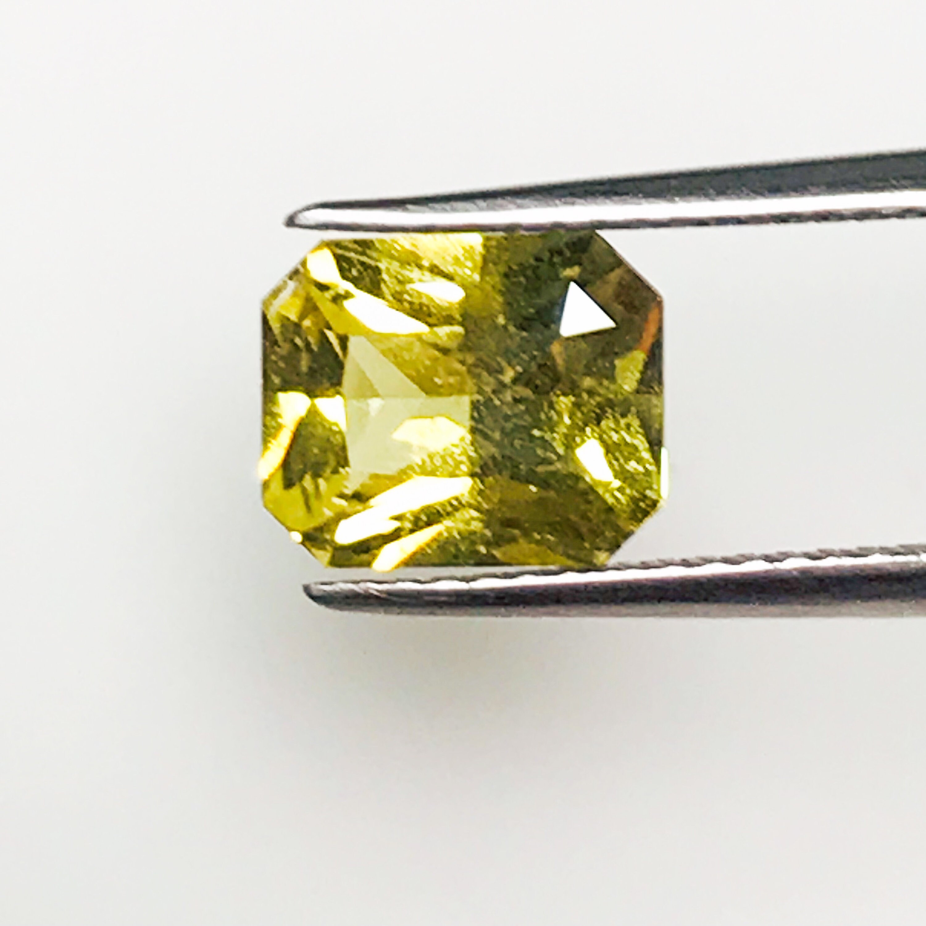 Golden Yellow Olive Green Sapphire, Emerald Cut Sapphire, 2 Carat ...