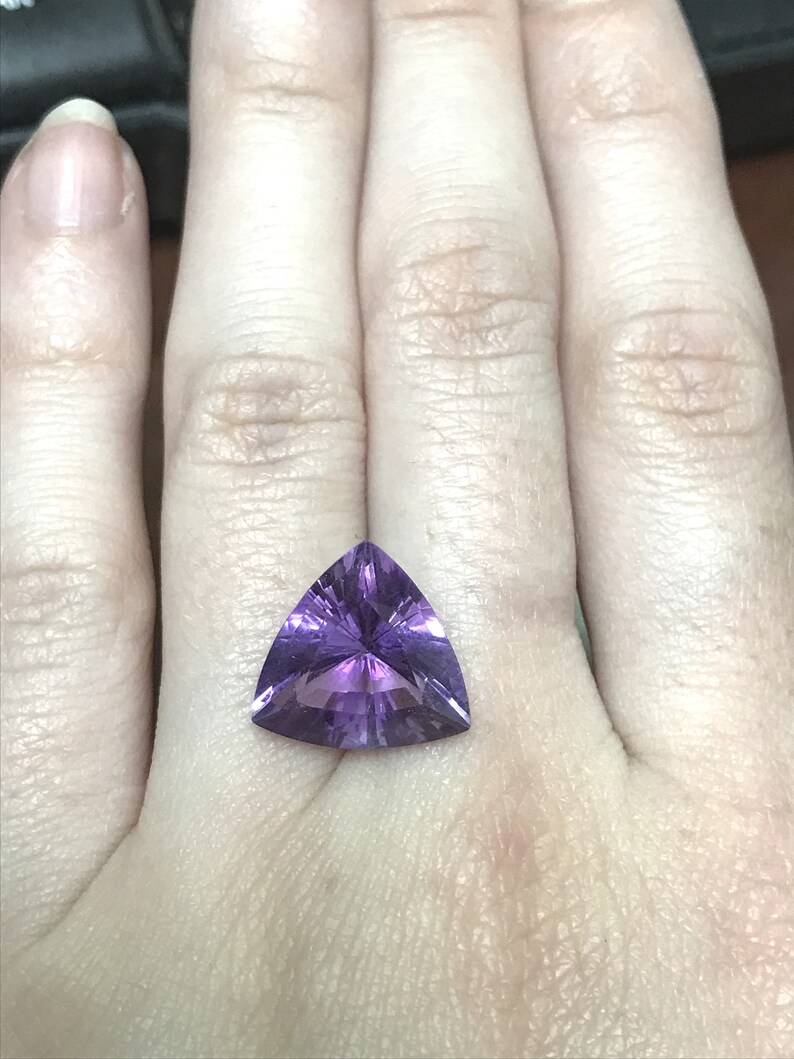 Natural Amethyst Trillion Cut, 13mm Triangle, 5.40 Carat, Large African ...