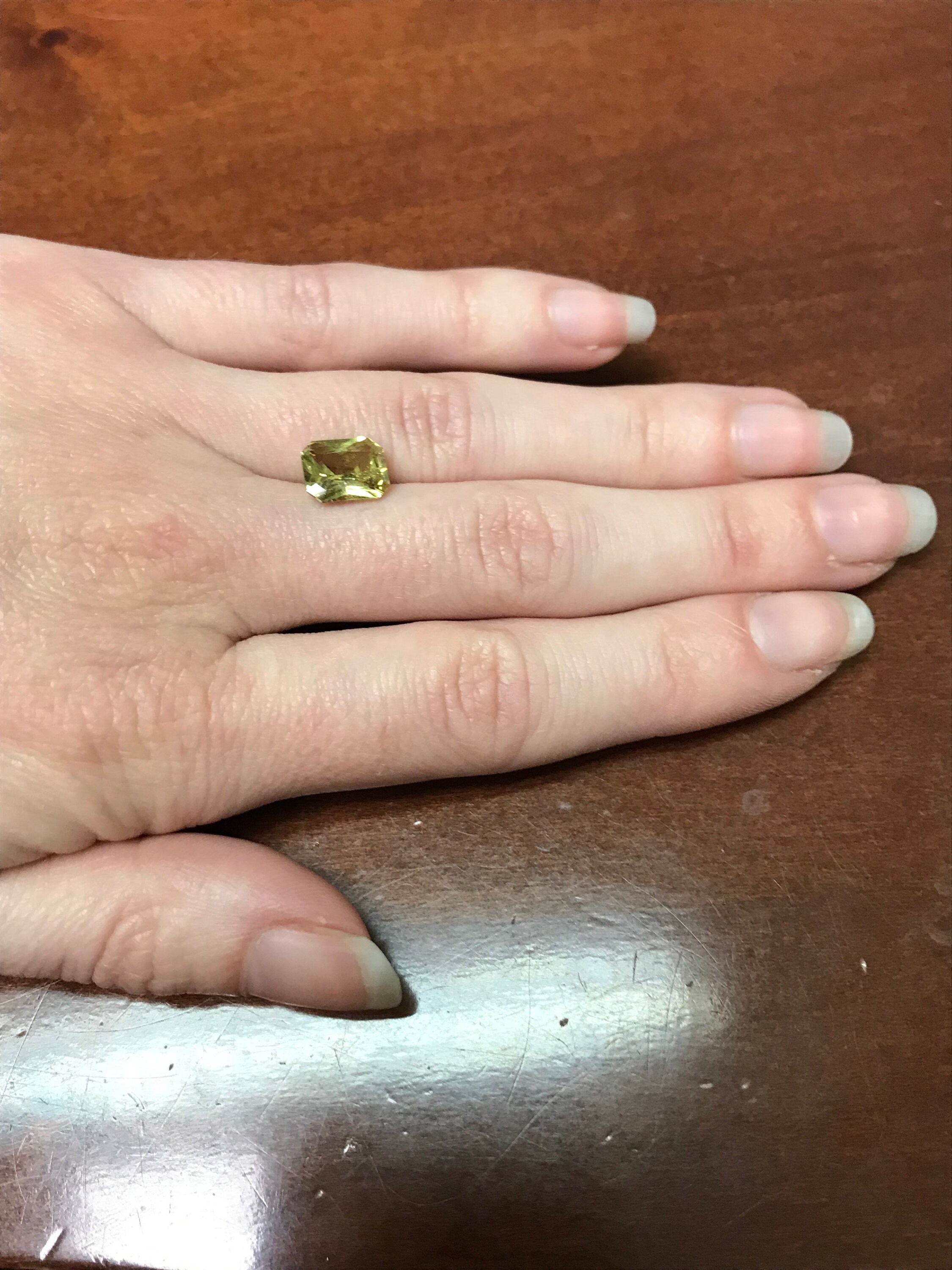 Golden Yellow Olive Green Sapphire, Emerald Cut Sapphire, 2 Carat ...