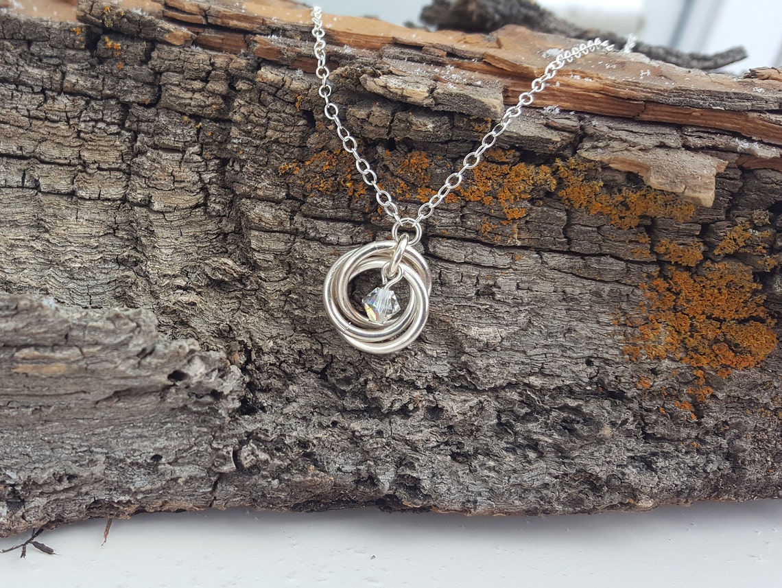 Sterling Silver Mobius Necklace With Swarovski Crystal - Etsy