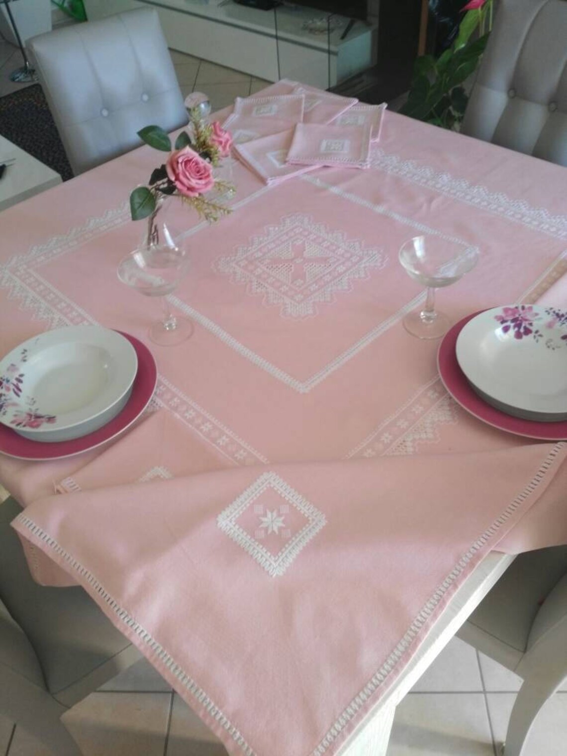 Hand Embroidered Tablecloth - Etsy