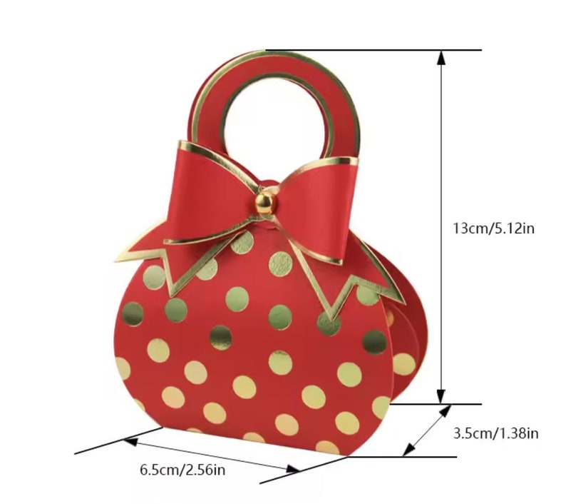 Set of 10- Polka Dot Purse Shaped Gift Bag. Mini Purse With Bow Favor ...