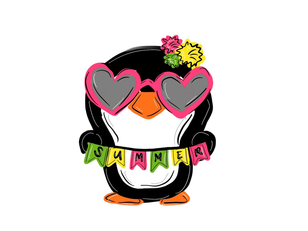 INSTANT DOWNLOAD Digital Template Summer Penguin Door Hanger, Summer ...