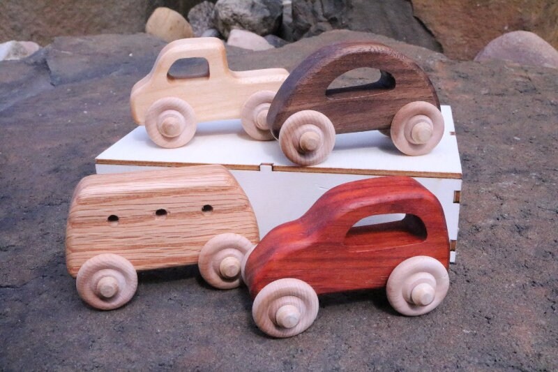 Set of 4 Mini Hardwood Cars - Etsy Canada
