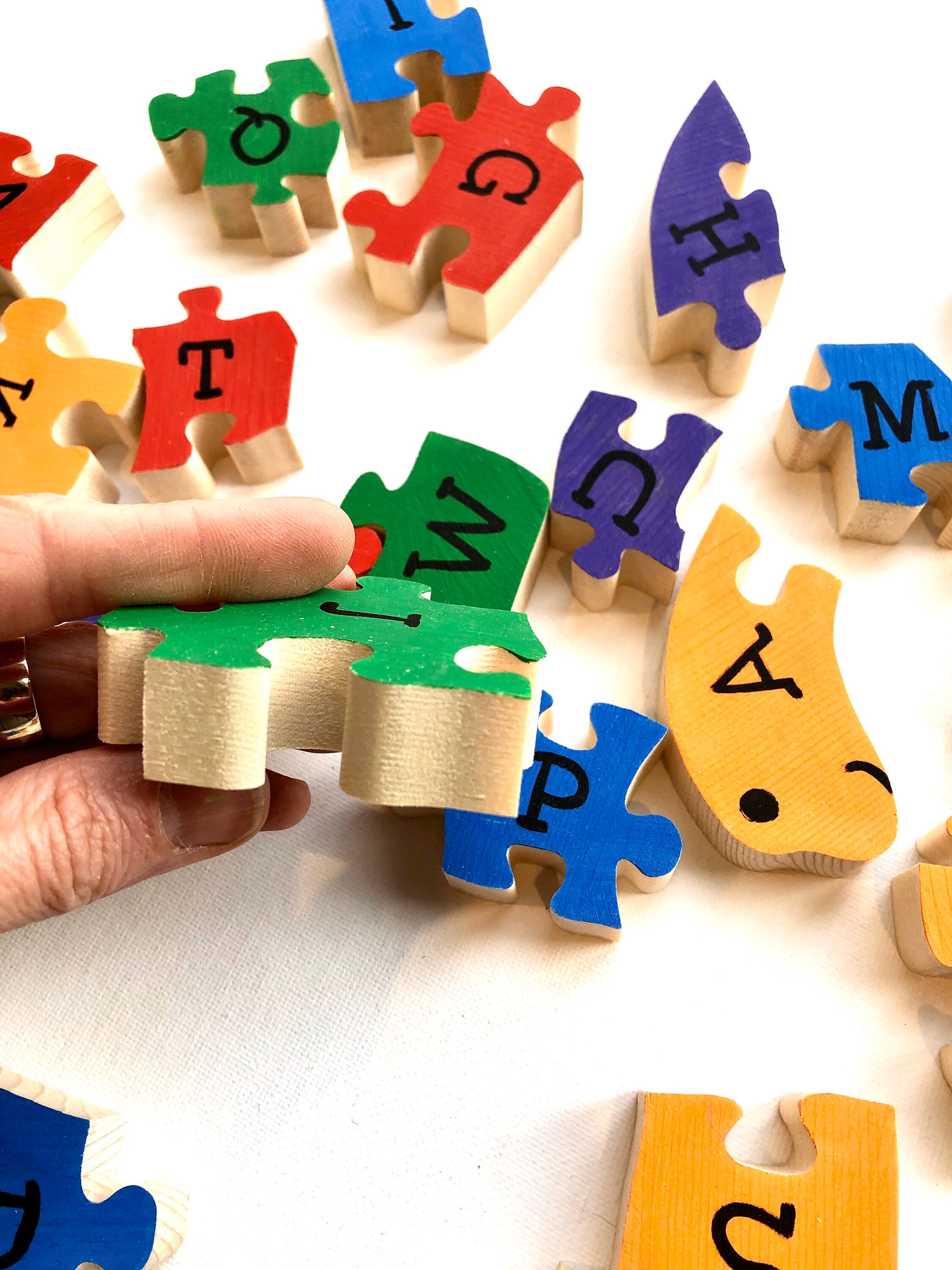 Wooden Dinosaur Alphabet Puzzle - Etsy