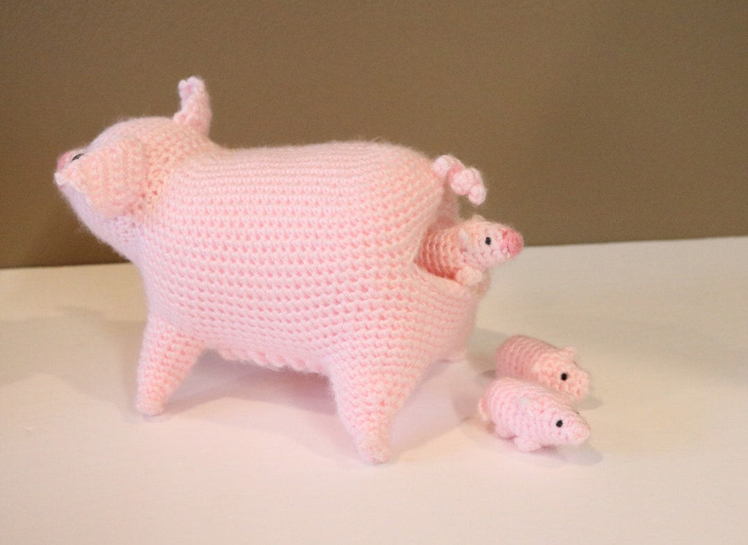 Mama Pig With 3 Piglets, Stuffy, Farm Animal, Nursery Decor - Etsy
