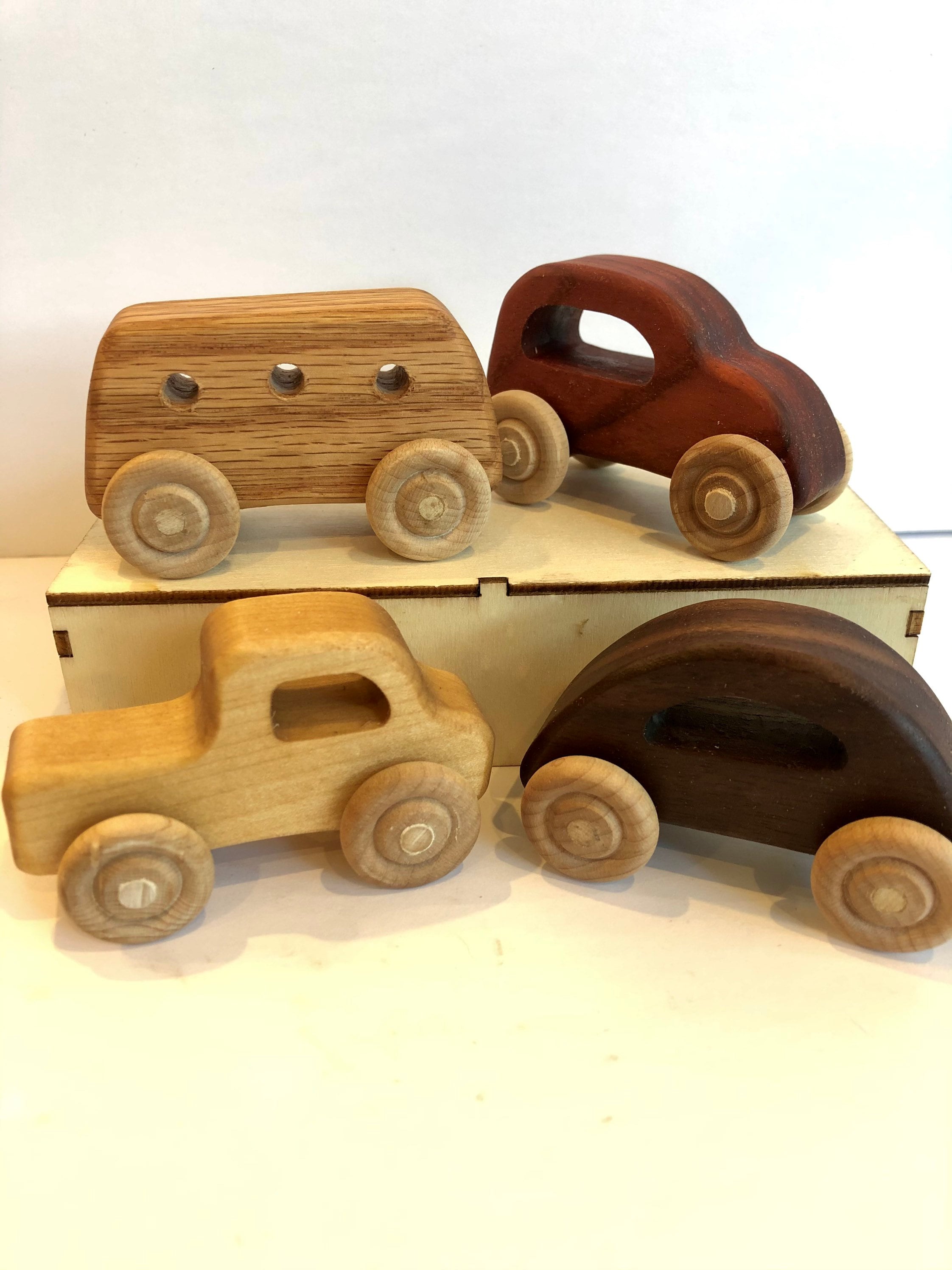 Set of 4 mini Hardwood Cars | Etsy