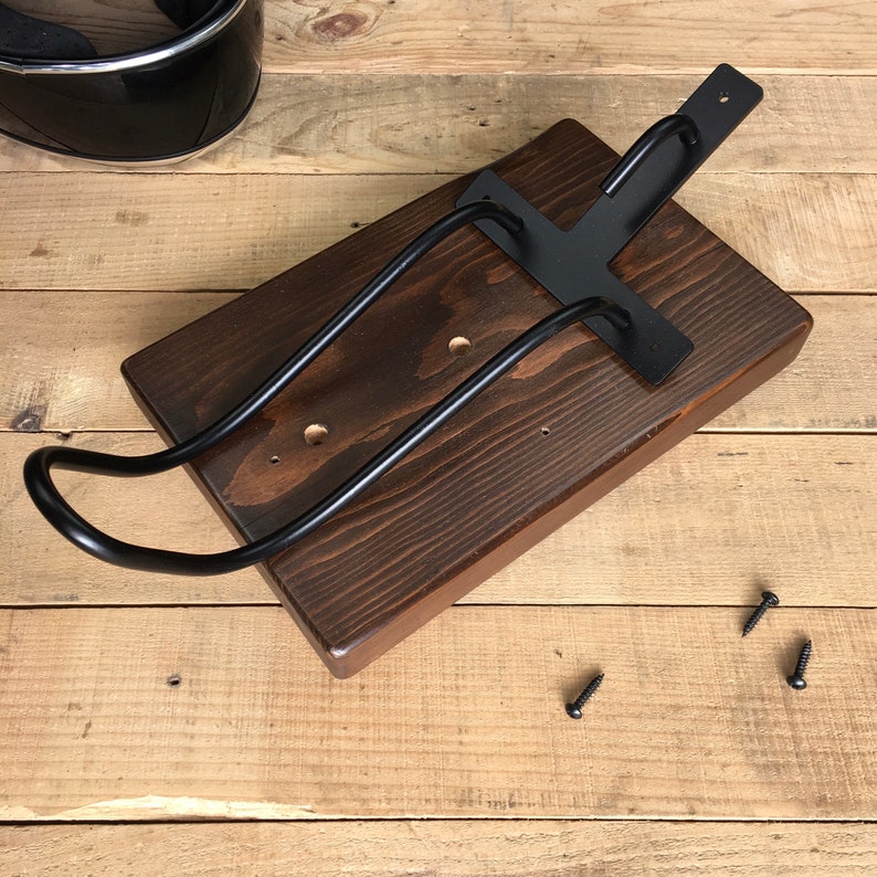 Motorbike Helmet Hanger Reclaimed Timber Steel Hook | Etsy