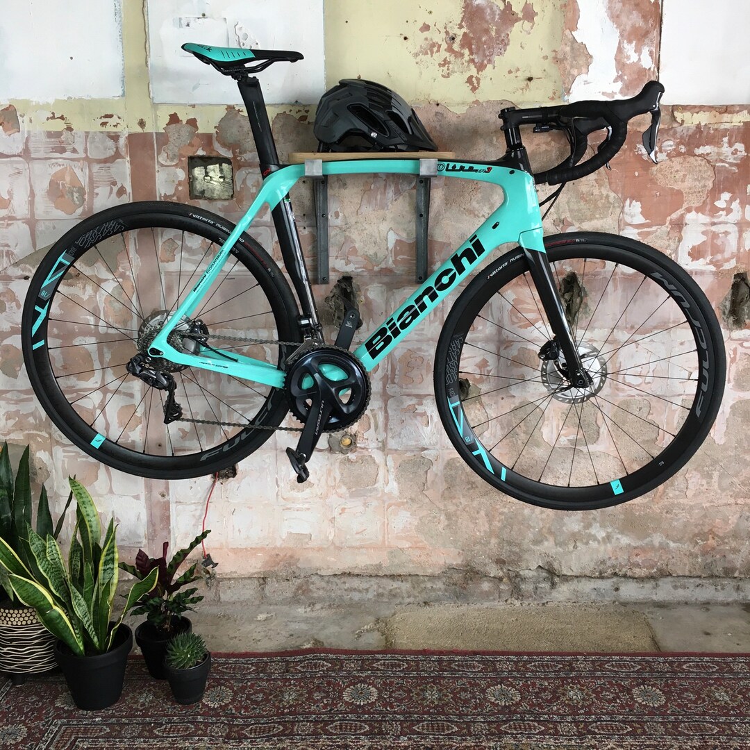 Bike Wall Mount Rack Oak Shelf Metal Gallows Style Bicycle Brackets - Etsy