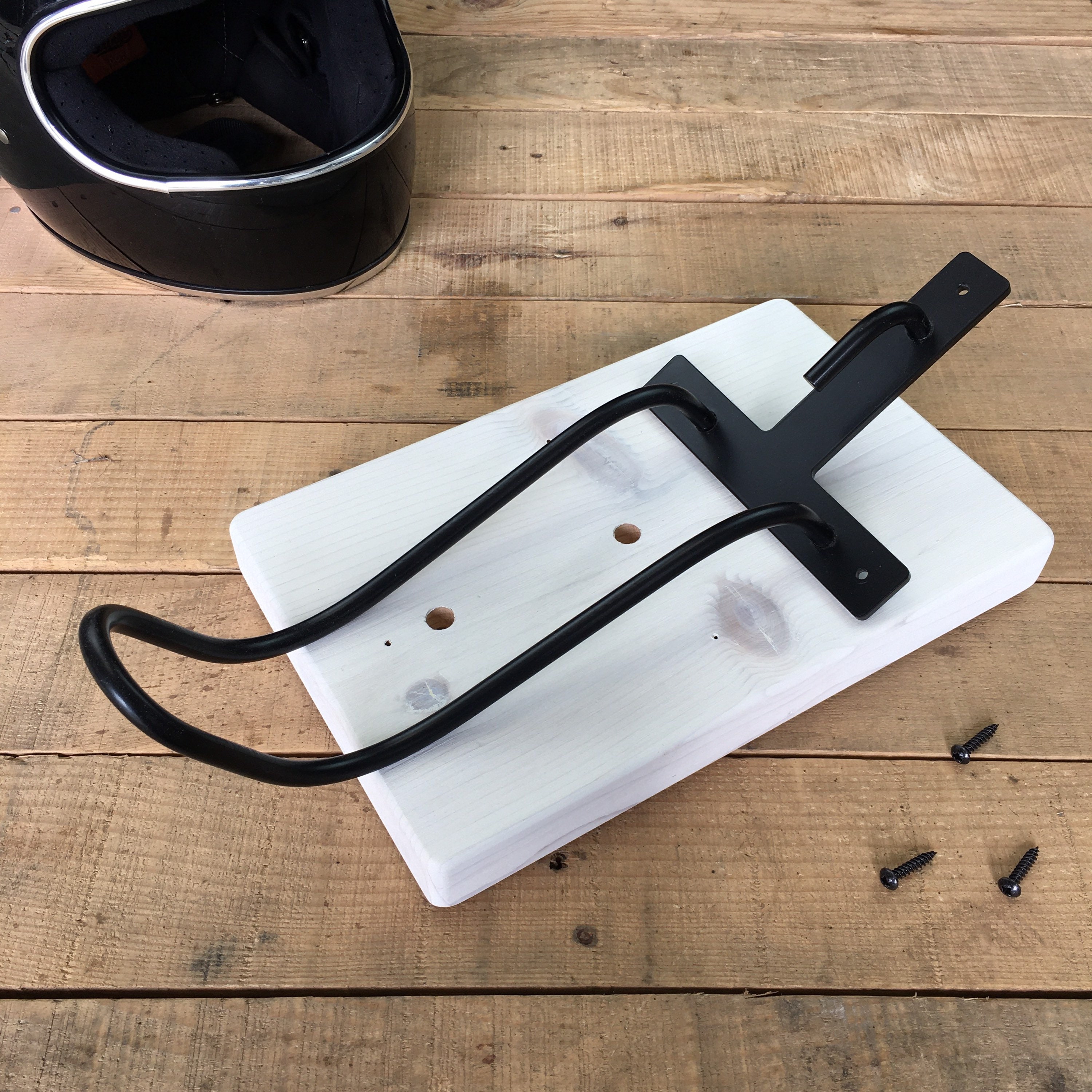 Motorbike Helmet Hanger Reclaimed Timber Steel Hook | Etsy