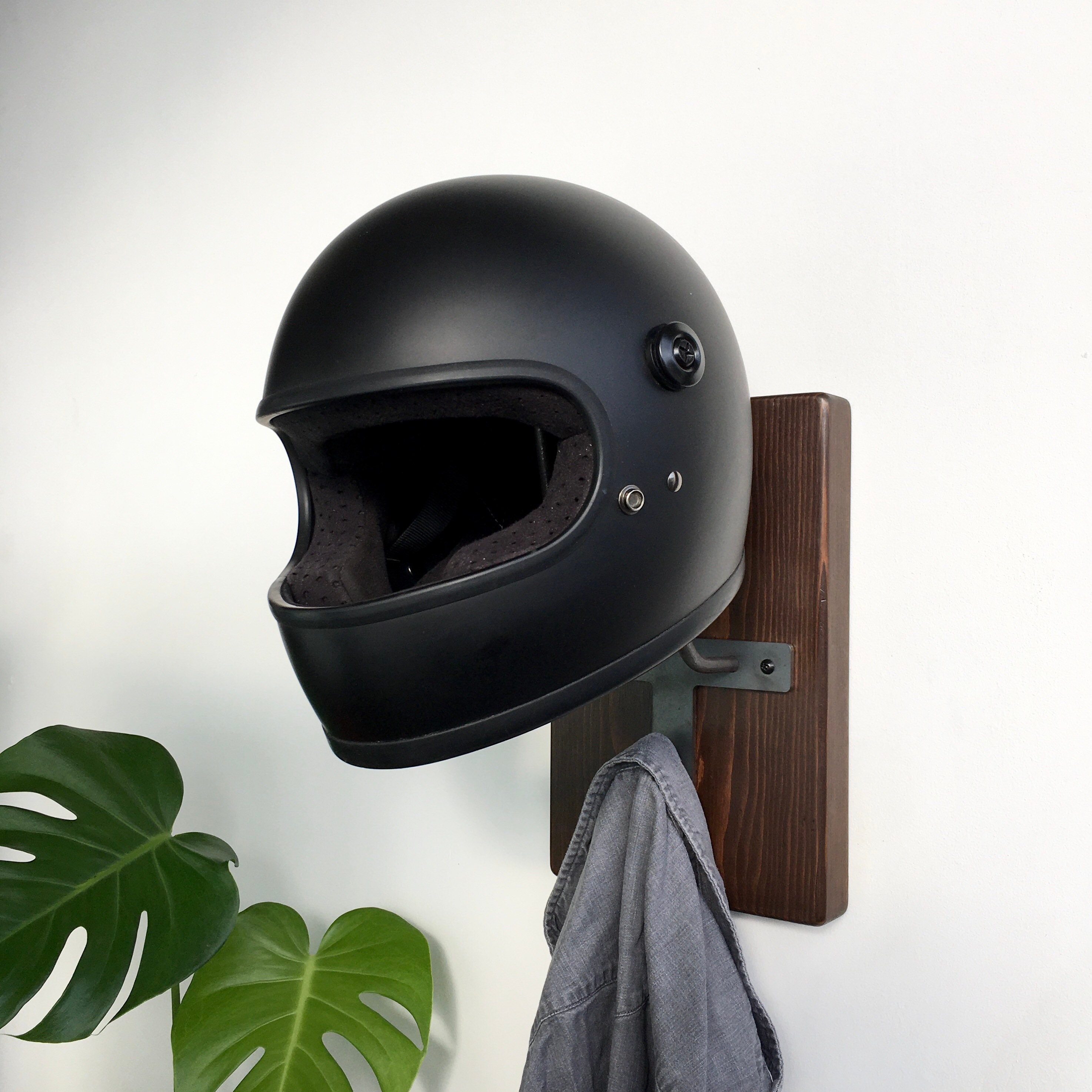 Motorbike Helmet Hanger Reclaimed Timber Mount Black - Etsy UK