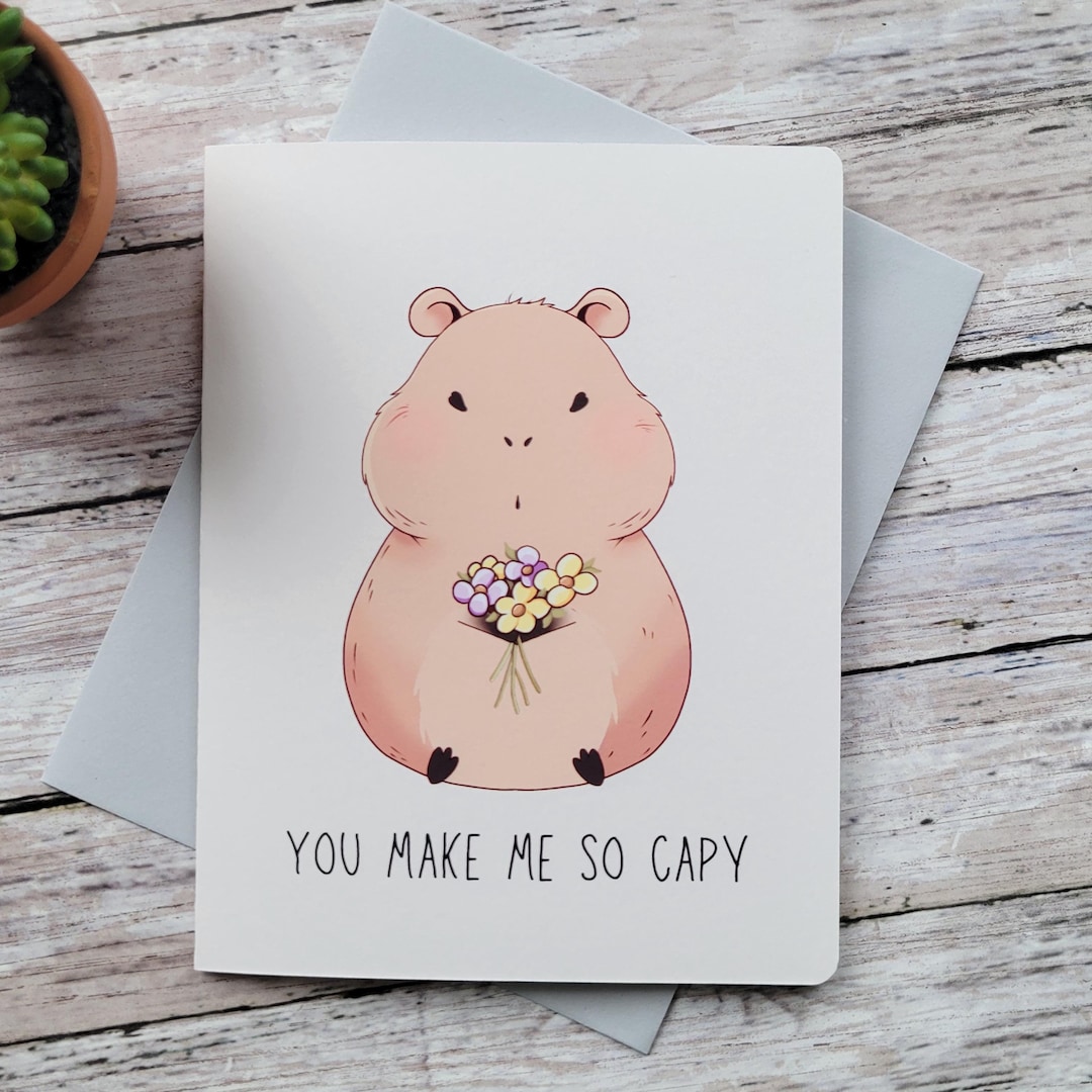 Cute Capybara Card Love Anniversary Humor Handmade Gift Greeting Card ...