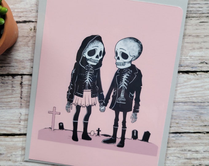 Cute Skeleton Card Dark Humor Love Spooky Anniversary Handmade Gift ...