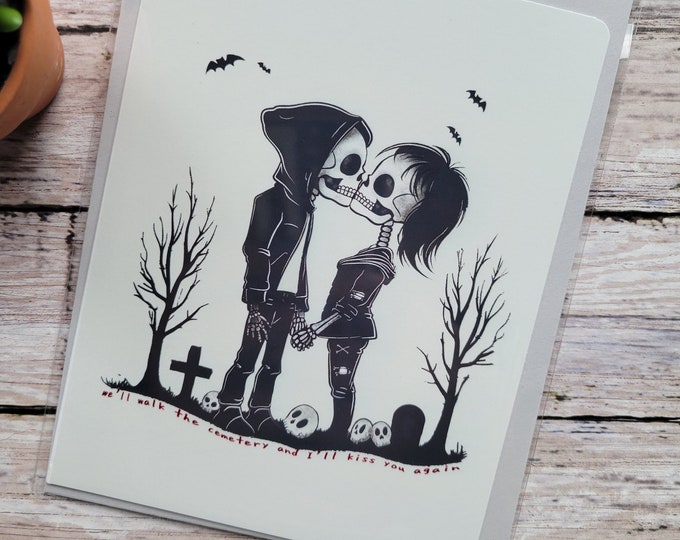 Cute Skeleton Card Dark Humor Love Spooky Anniversary Handmade Gift ...