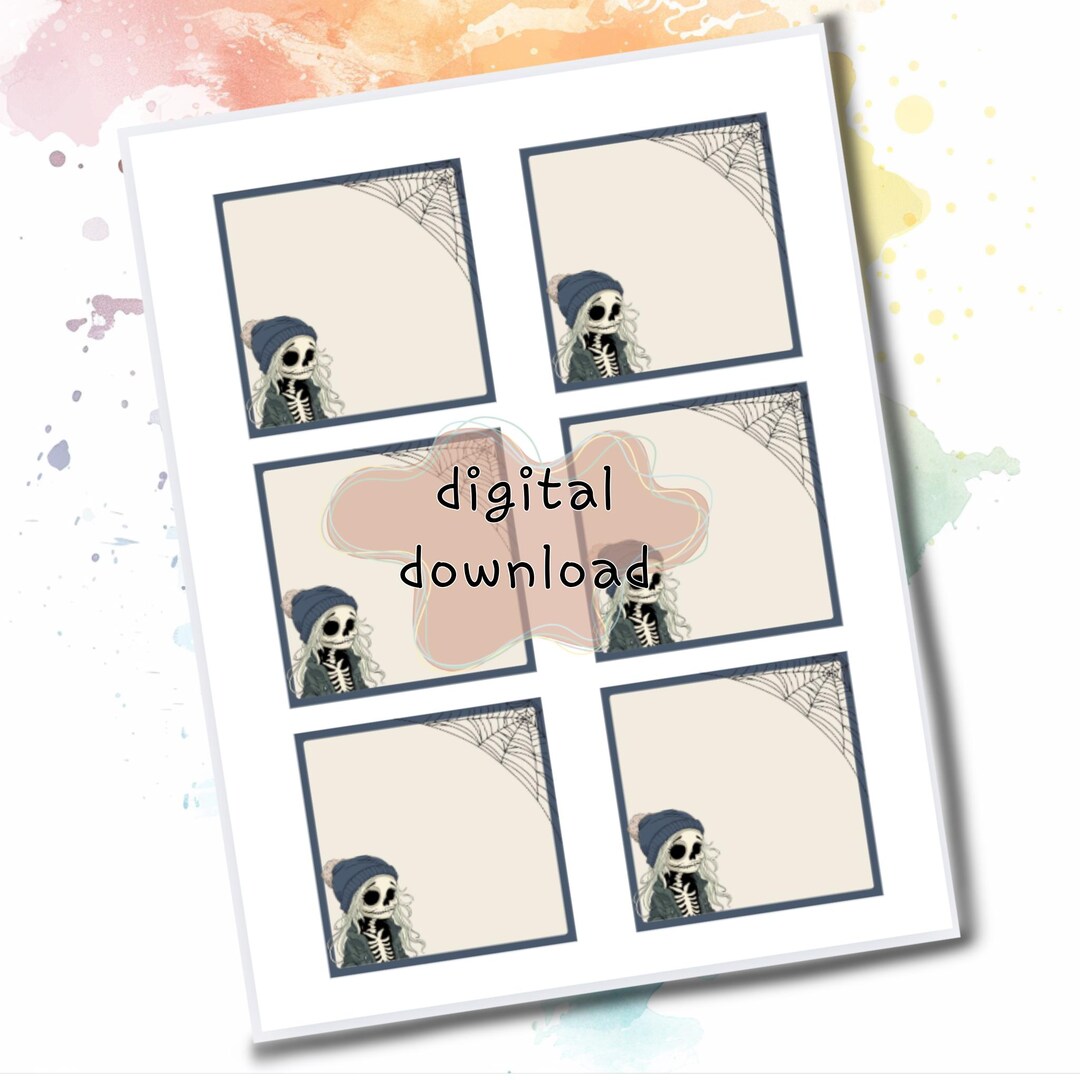 Printable Sticky Notes | Skeleton Girl Notes | Hand Drawn Digital Post ...