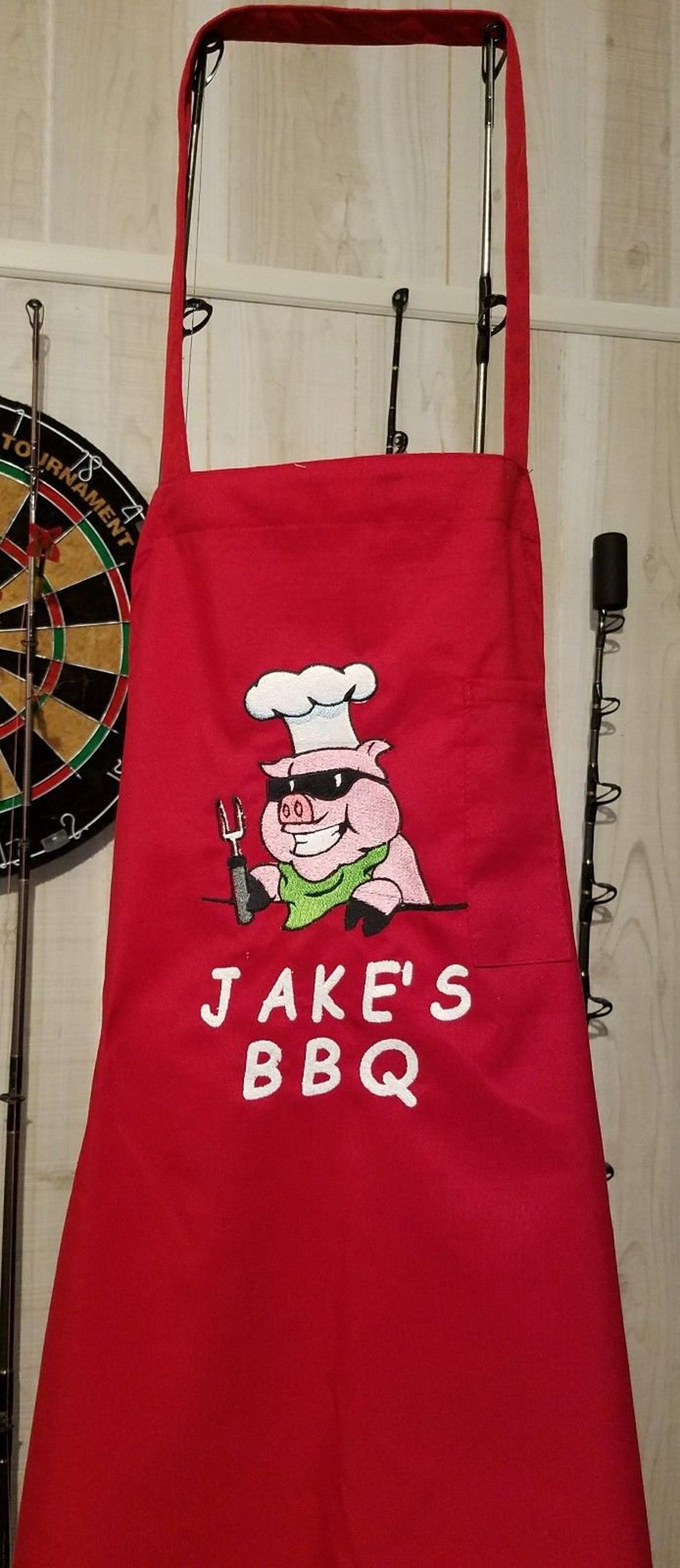 Personalized Embroidered Custom BBQ Pig Apron Black or Red Perfect ...