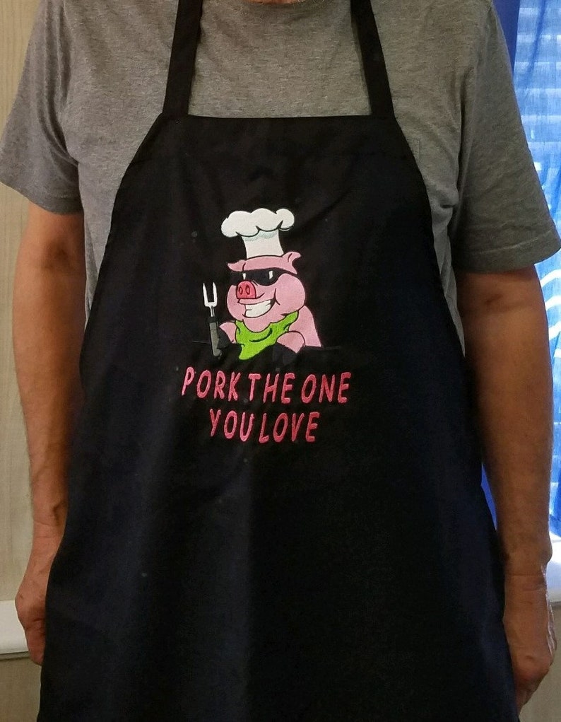 Personalized Embroidered Custom BBQ Pig Apron Black or Red Perfect ...