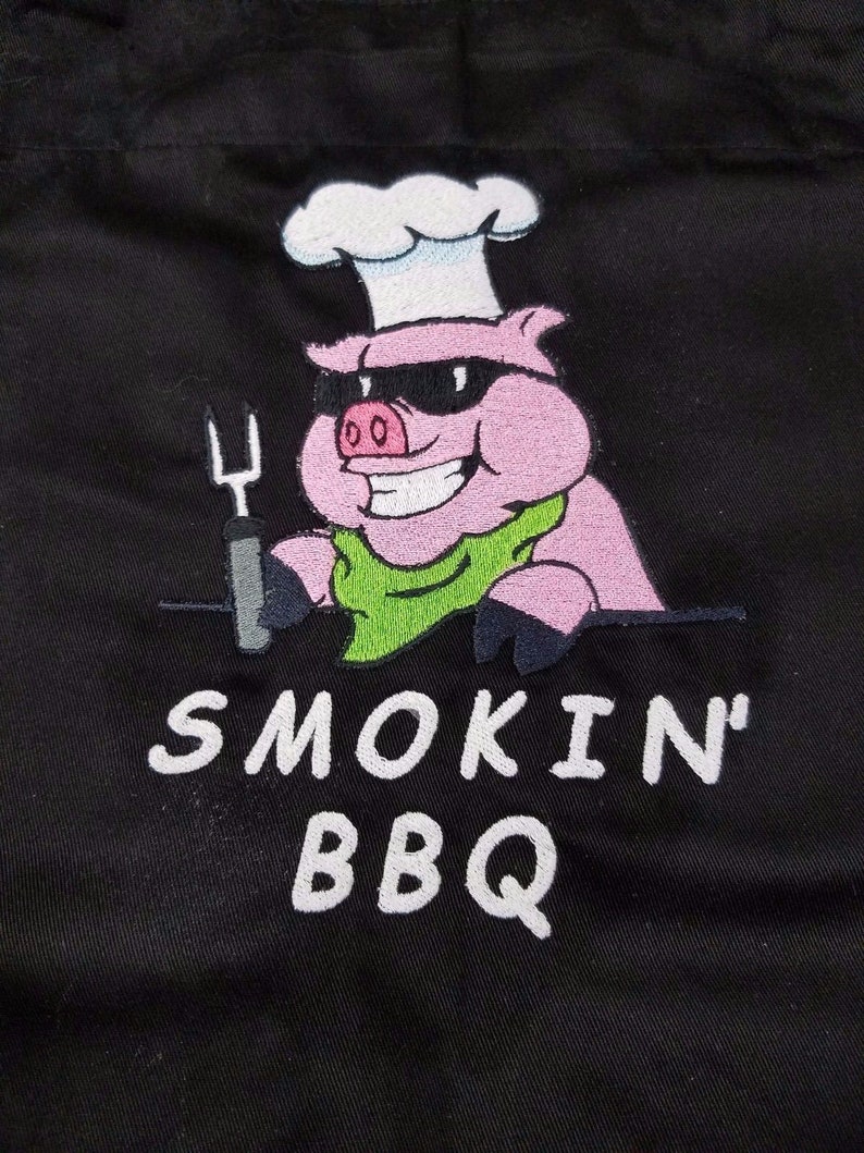 Personalized Embroidered Custom BBQ Pig Apron Black or Red Perfect ...