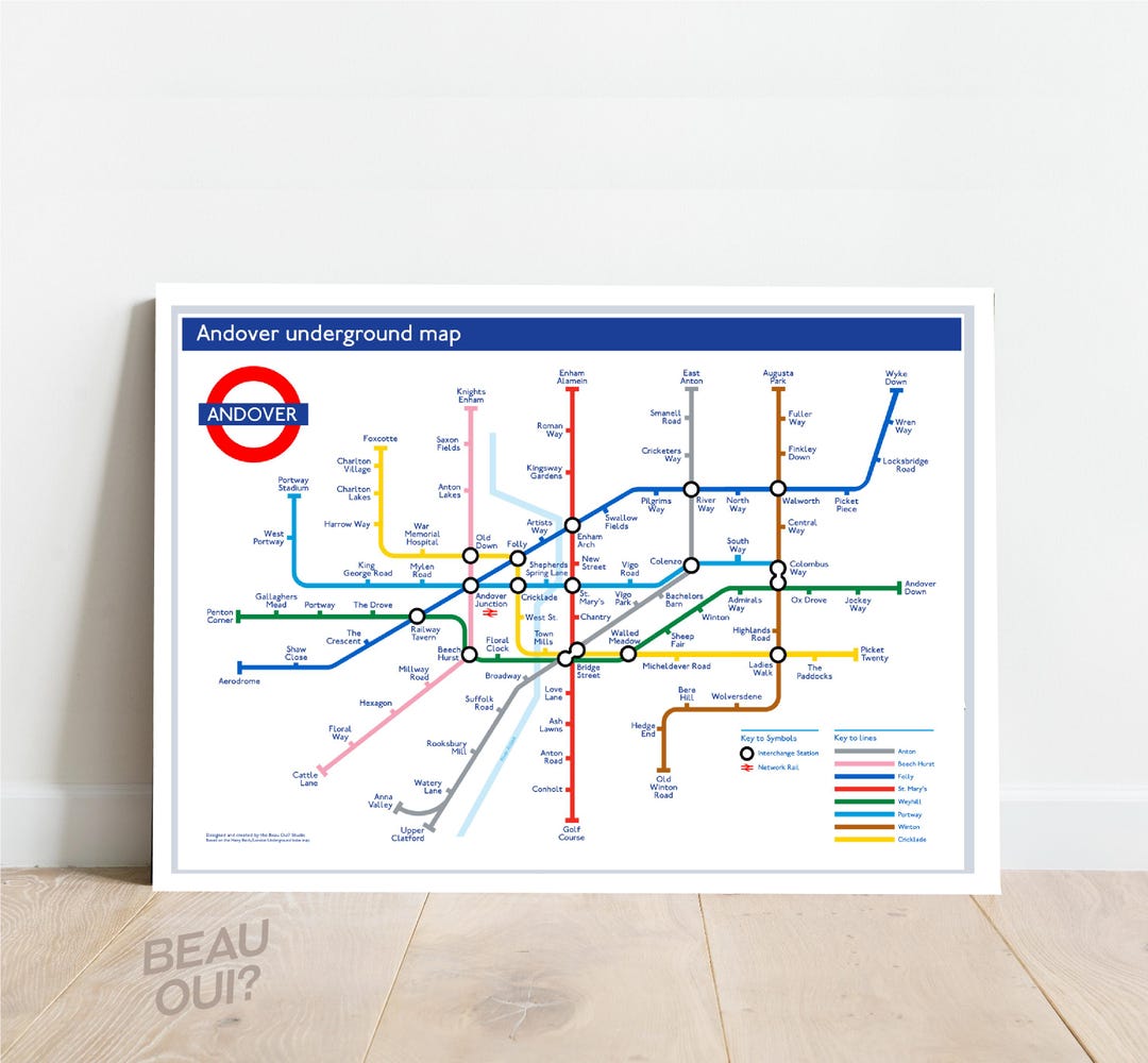 Tube Map of Andover - Etsy