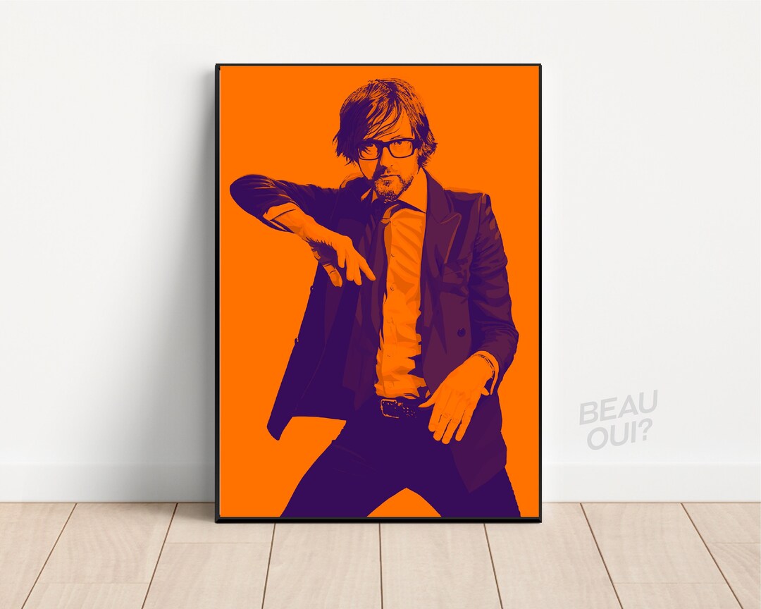Jarvis Cocker Portrait in Orange, Pulp Band - Etsy