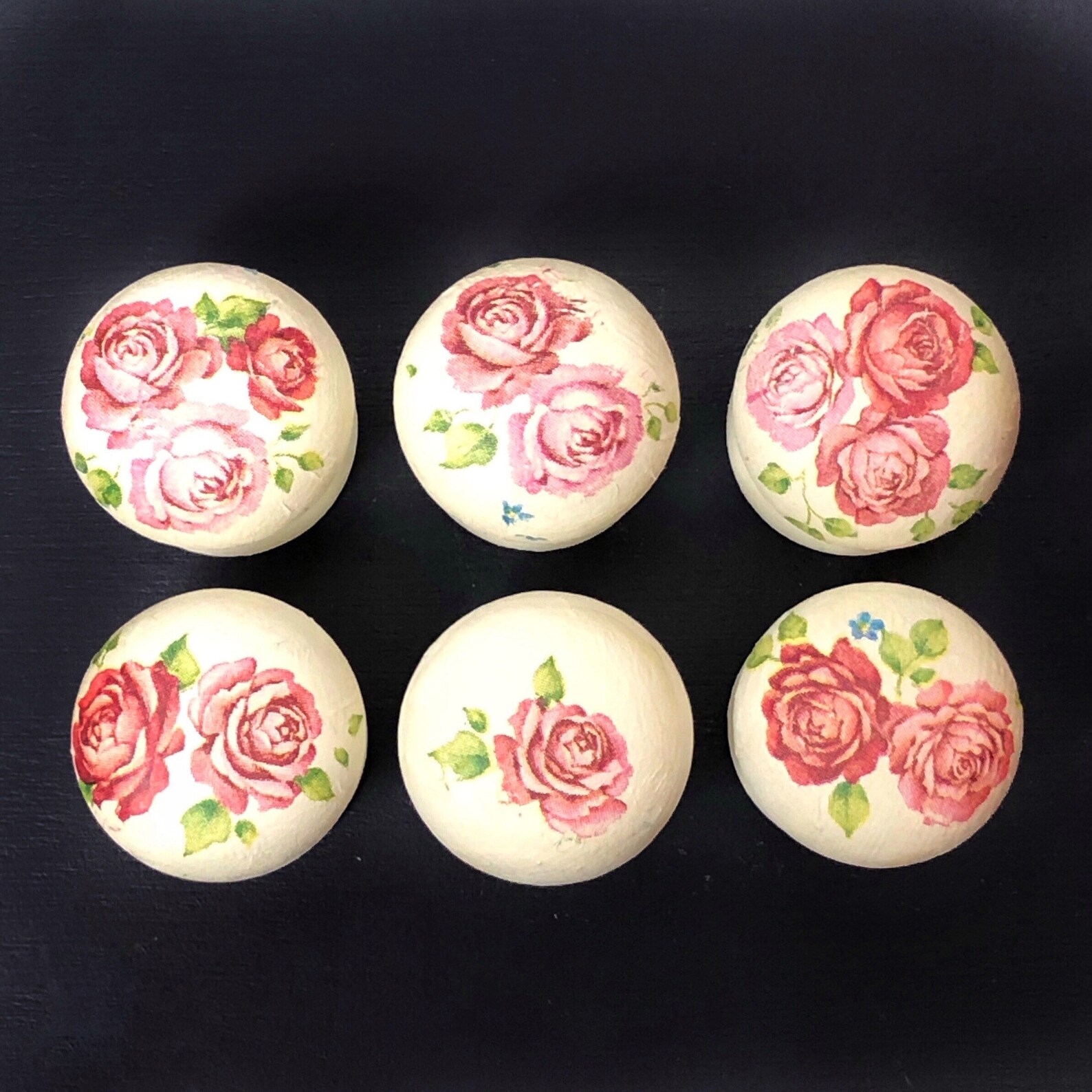Rose Pink Floral Print Set of Pine Drawer Handles - Etsy UK