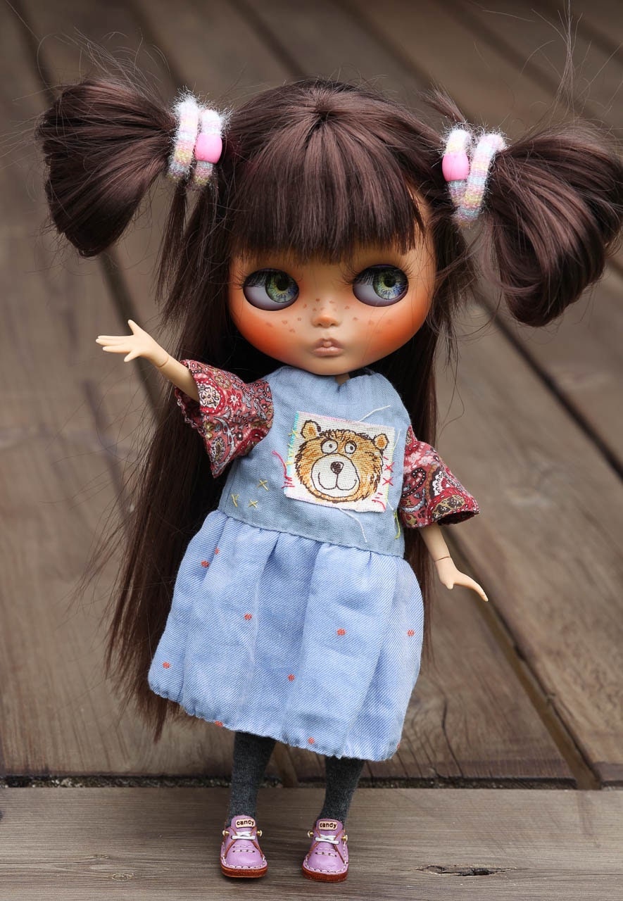 Custom Blythe Doll With Long Hair Blythe With Freckles - Etsy