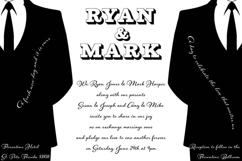 Lgbt Same Sex Wedding Invitation Custom Design Printable Etsy