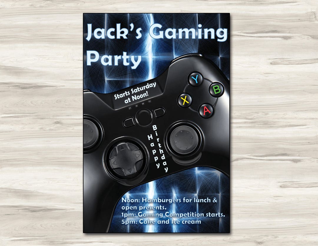 Video Gaming Party Invitation One Sided Downloadable File - Etsy