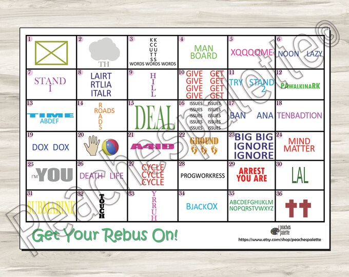 Get Your Rebus on Game Card - Etsy