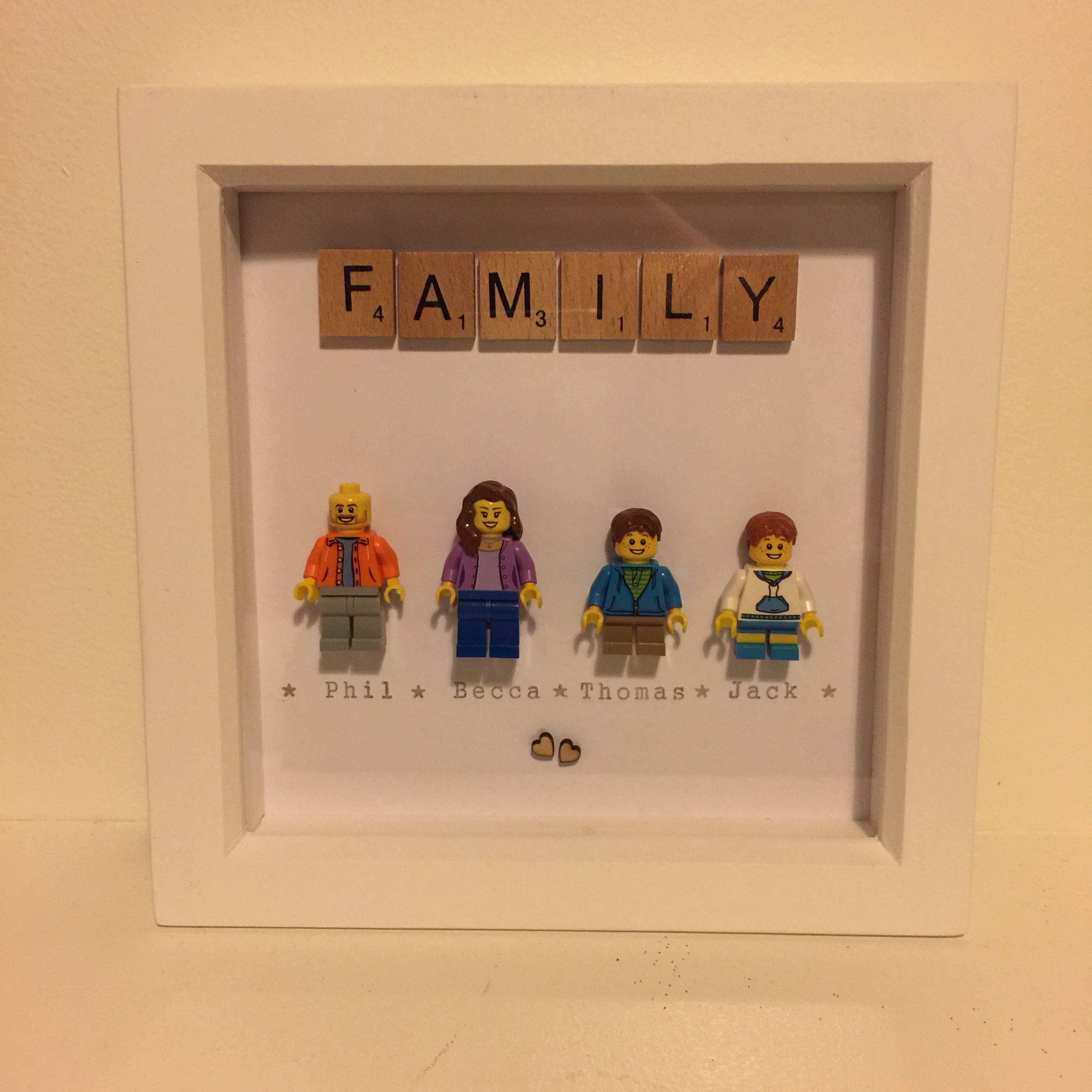 Hand Made Personalised Lego Family Picture in Wooden Box - Etsy UK