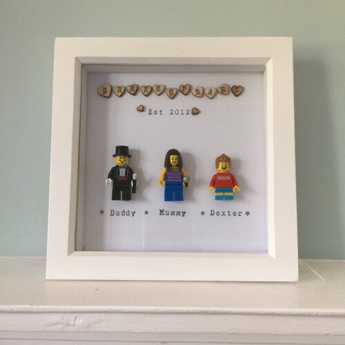Hand Made Personalised Lego Family Picture in Wooden Box - Etsy UK