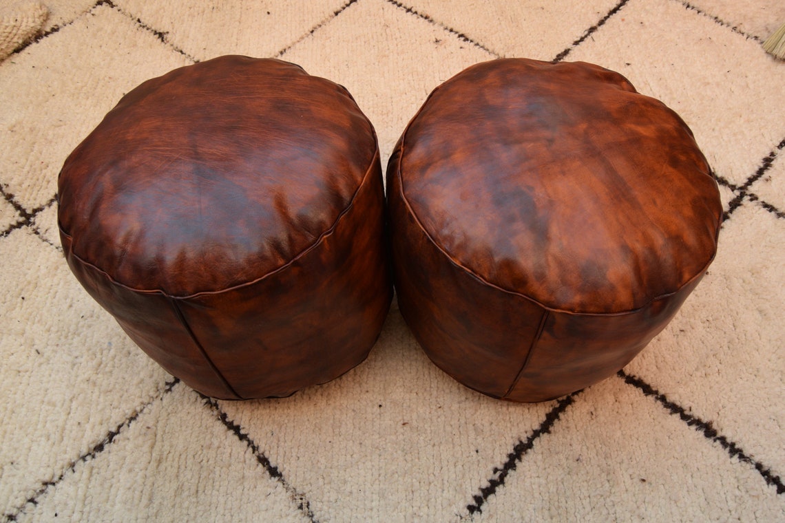 Set 2 Moroccan Poufs Footstool Handmade Ottoman Gift Pouf | Etsy