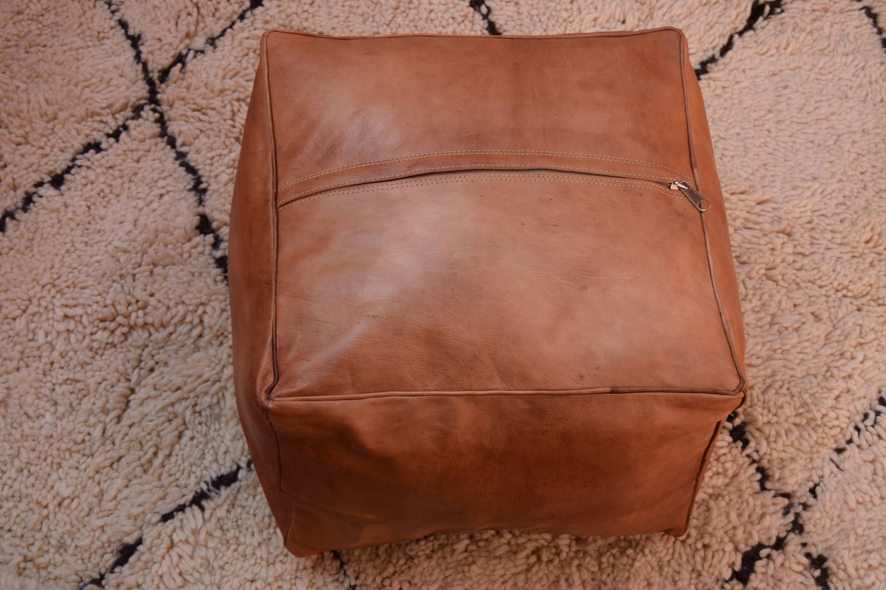 Moroccan Home Decor Pouf Leather Handmade Light Tan Poufs - Etsy