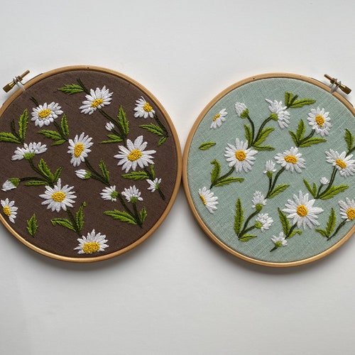 Daisy Flowers Embroidery Hoop Art Hand Embroidered Daisy - Etsy